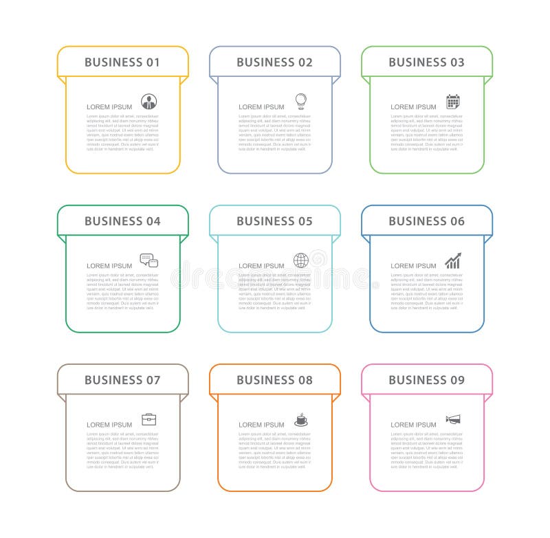9 Data Infographics Tab Paper Index Template. Vector Illustration ...