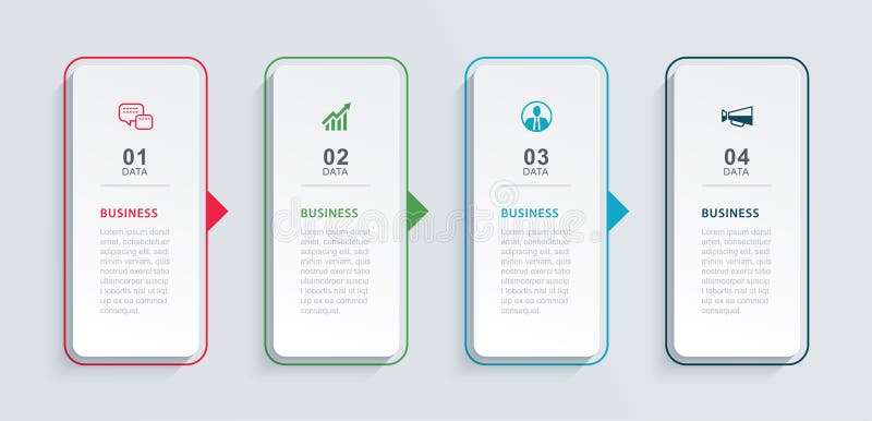 4 Data Infographics Tab Paper Index Template. Vector Illustration ...