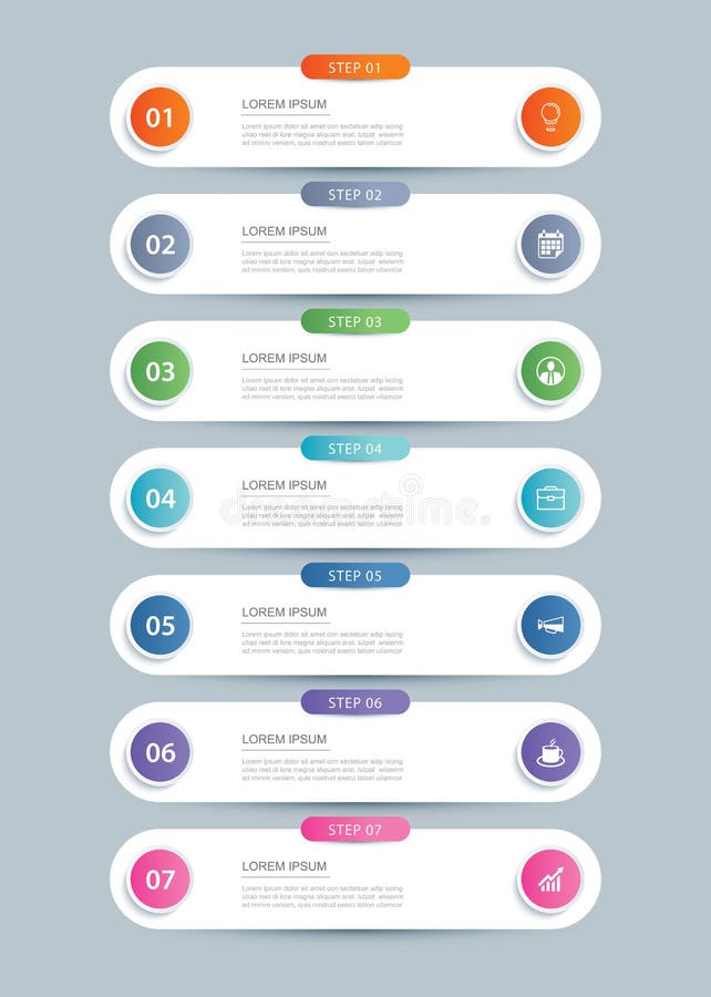 7 Data Infographics Tab Paper Index Template. Vector Illustration ...