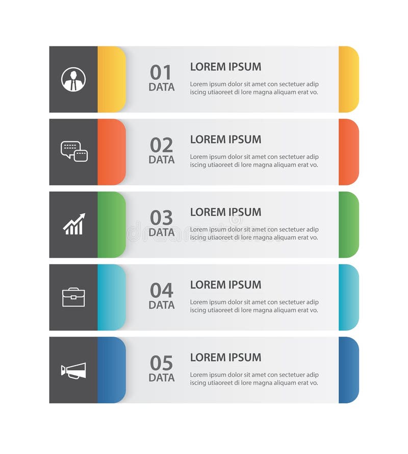 5 Data Infographics Tab Paper Index Template. Vector Illustration ...