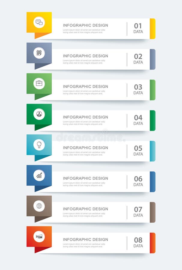 8 Data Infographics Tab Paper Index Template. Vector Illustration ...