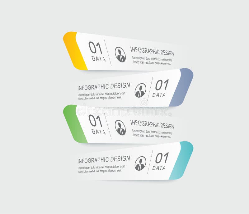 4 Data Infographics Tab Paper Index Template. Vector Illustration ...