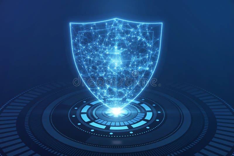 Data and Information Security Concept with Digital Glowing Shield on ...