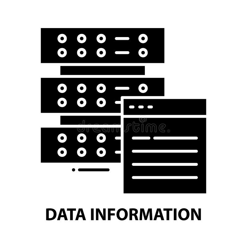 Data Information Icon, Black Vector Sign with Editable Strokes, Concept ...