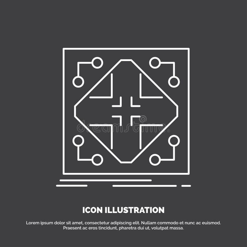 Data Infrastructure Network Matrix Grid Icon Line Vector Symbol