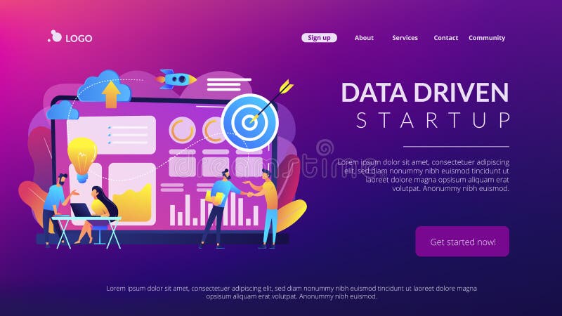 Data Initiative Concept Landing Page. Stock Vector - Illustration of ...