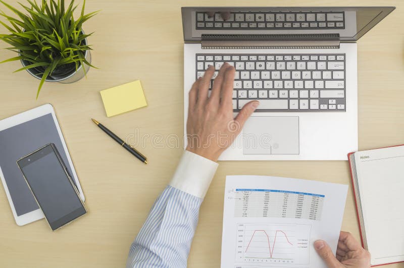 Data Input and Analysis at Office Stock Photo - Image of document ...