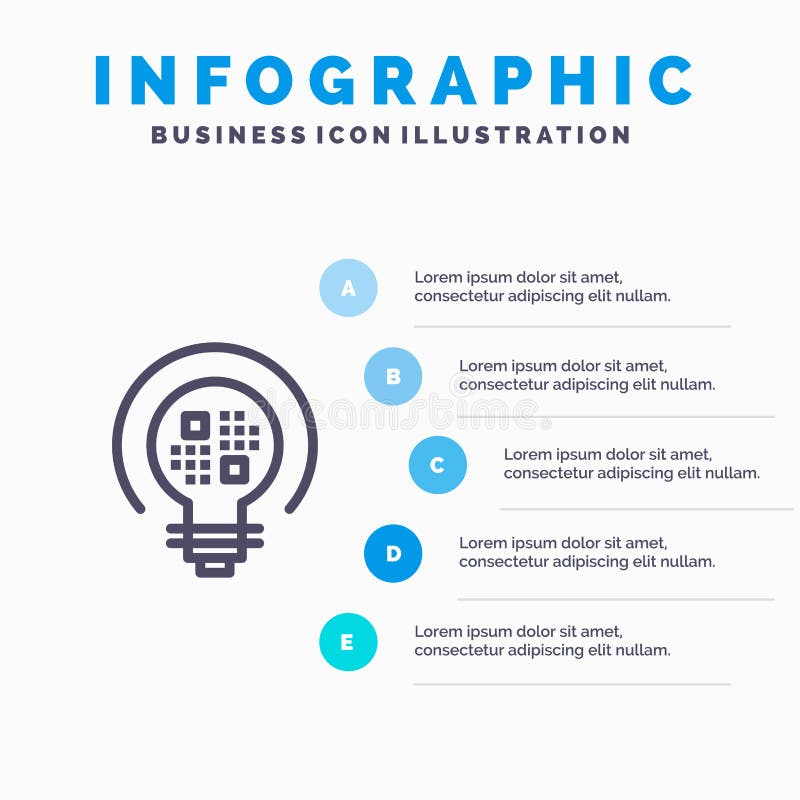 Data, Insight, Light, Bulb Line Icon with 5 Steps Presentation ...