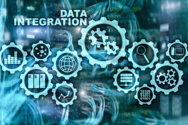 Data Integration Business Information Technology Concept on Server Room ...