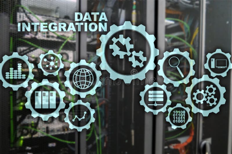 Data Integration Business Information Technology Concept on Server Room ...