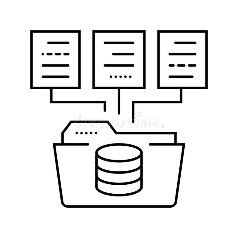 Data Integration Database Line Icon Vector Illustration Stock ...