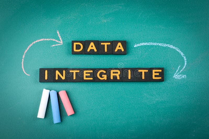 Data Integrity Concept with Arrows and Chalkboard Background Stock ...