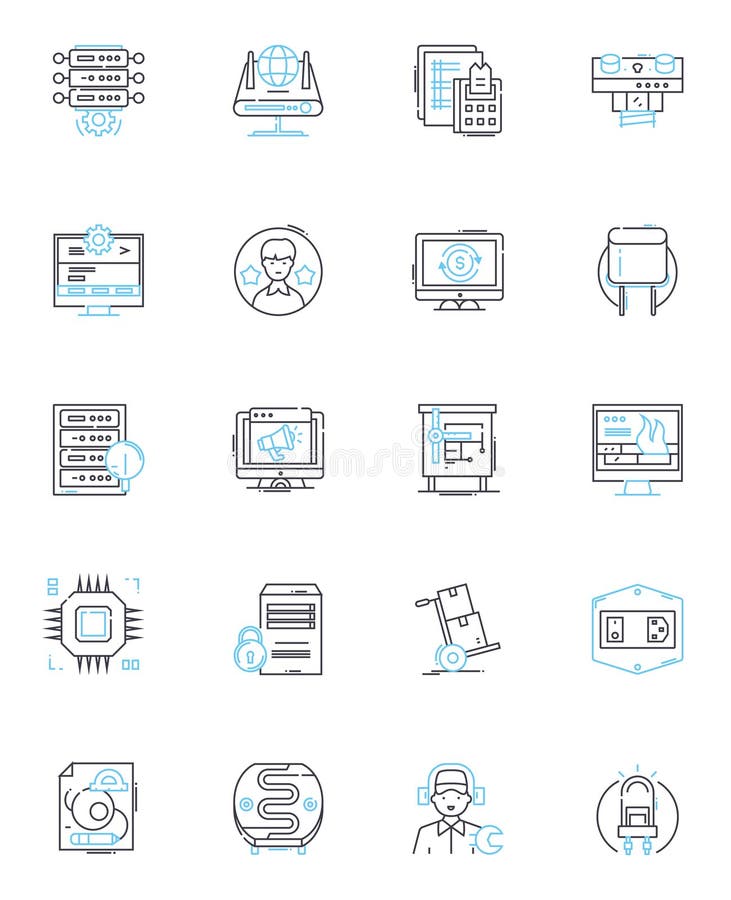 Data Intelligence Linear Icons Set. Analytics, Insights, Predictions, Trends, Visualization ...