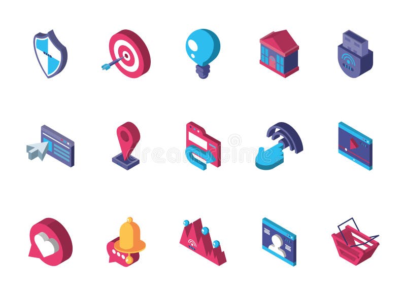 Data Internet Technology Isometric Icons Set Stock Vector ...