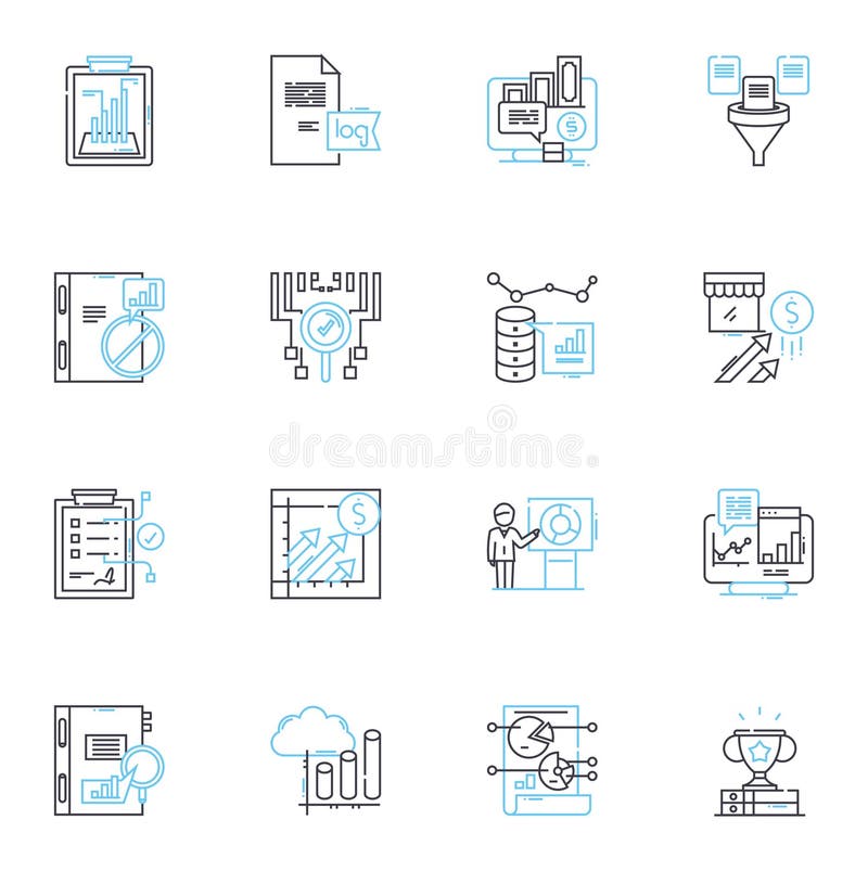 Data Interpretation Linear Icons Set. Analysis, Inference, Conclusion ...