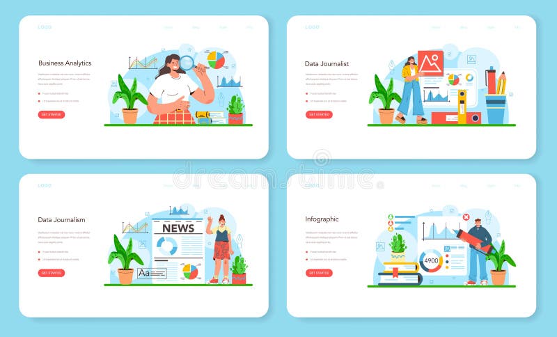 Data Journalism or Data-driven Journalism Web Banner or Landing Page ...