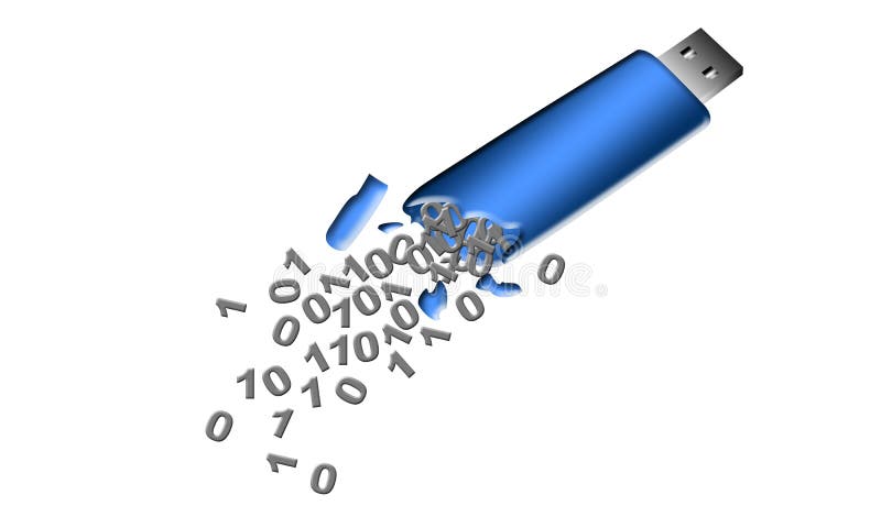 Data Leak from a Broken USB Flash Drive. Stock Illustration ...