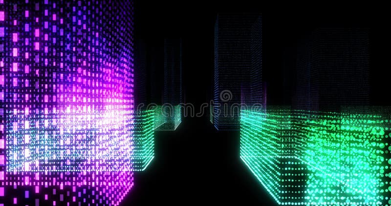 Data, Light and Digital Neon City with System Infrastructure ...