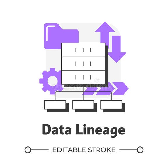 Data Lineage Flat Outline Concept Icon Stock Vector - Illustration of ...