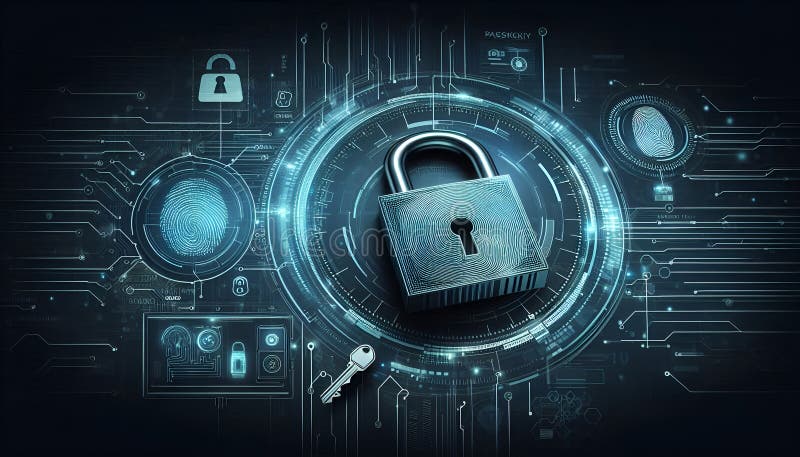 Data Lock System for Cybersecurity in a Smart City Stock Illustration ...