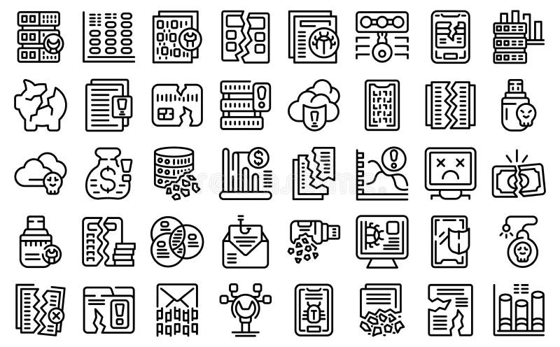 Data Loss Icons Set Outline Vector. Cloud Access Stock Vector ... Data Loss Icons Set Outline Vector. Cloud Access Stock Vector ...