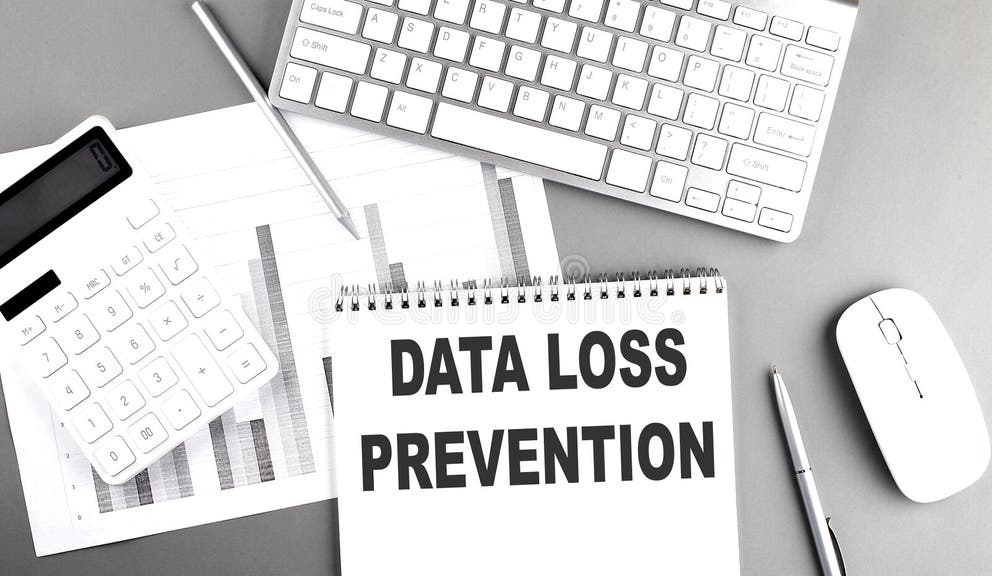 DATA LOSS PREVENTION Text on Notebook with Calculator , Chart and ...