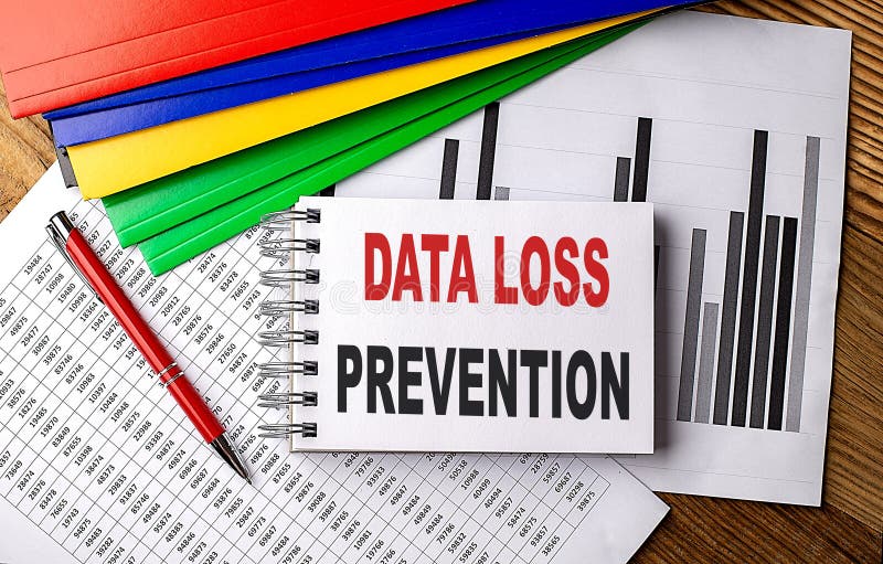 DATA LOSS PREVENTION Text on Notebook with Folder on Chart Stock Image ...