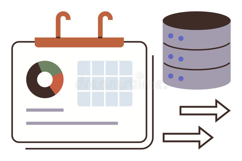 Data Management and Analysis Concept with Calendar and Database Elements Stock Illustration ...