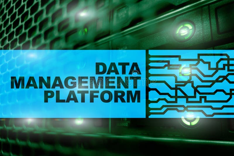 Data Management and Analysis Platform Concept on Server Room Background ...