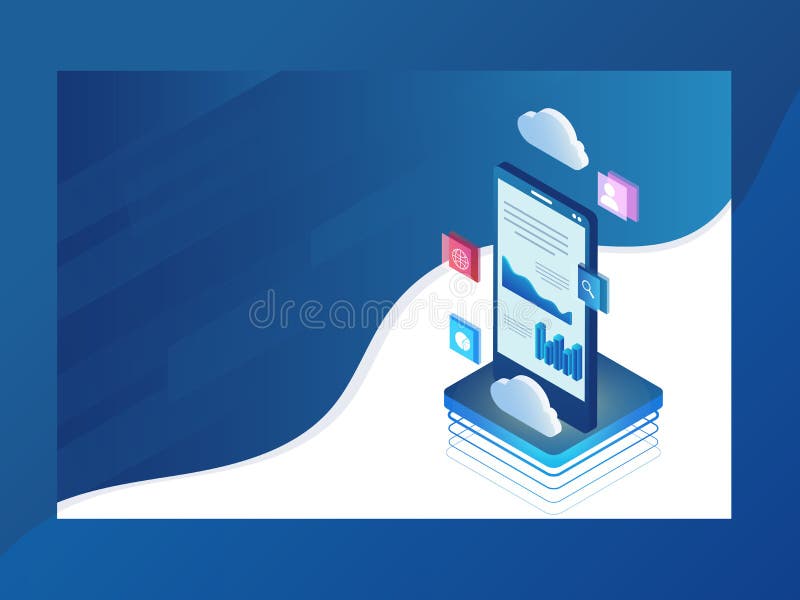 Data Management Concept Based Isometric Design, Smartphone Illus Stock ...