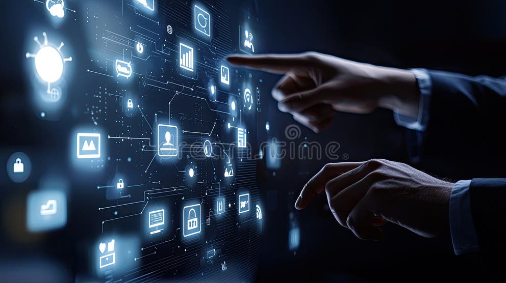 Data Management with Hand Touching Interface Business Intelligence, Analytics, Cybersecurity ...