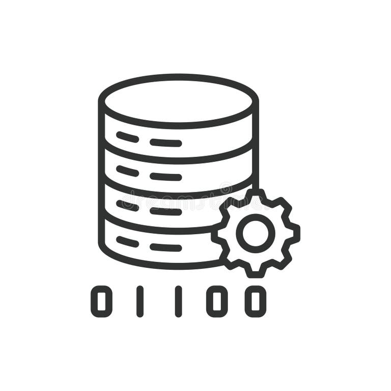 Data Management Icon In Line Design Data Organization Database Data Storage Data Processing