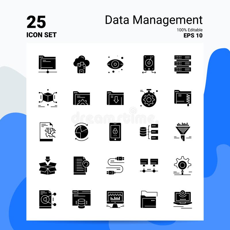 25 Data Management And Data Organization Icon Set. 100 Editable EPS 10 ...