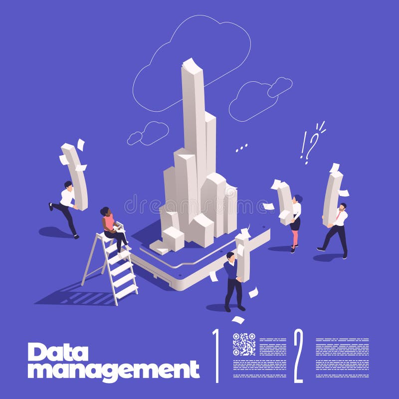 Data Management Isometric Composition Stock Vector - Illustration of ...