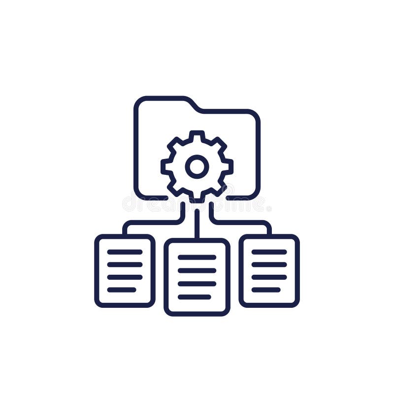 Data Management Line Icon, Manage Documents Vector Stock Vector ...
