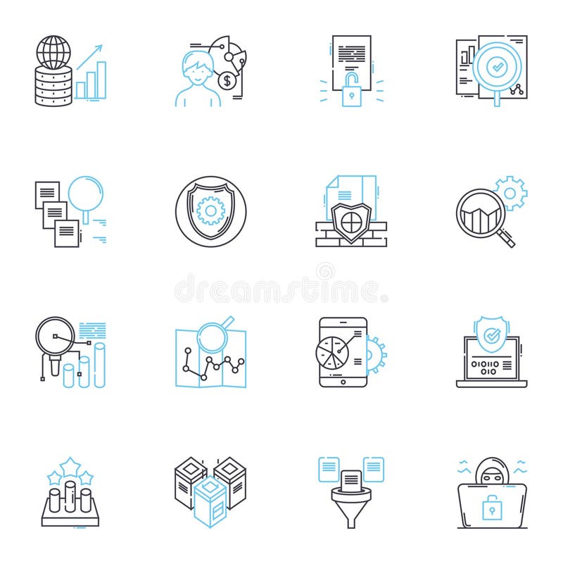 Data Management Linear Icons Set Database Analytics Security Backup Integration Migration