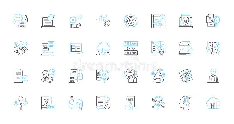 Data Management Linear Icons Set Database Analytics Security Backup Integration Migration