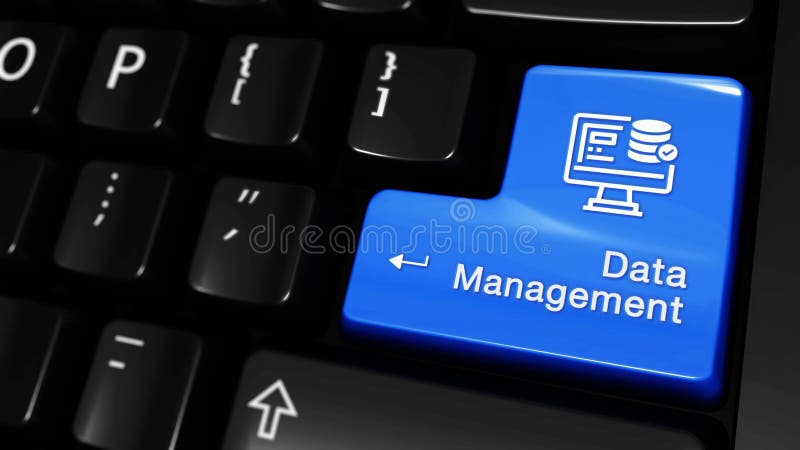 Data Management Moving Motion on Computer Keyboard Button with Text and ...