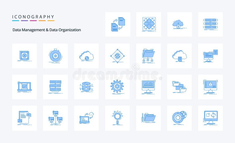 25 Data Management and Data Organization Blue Icon Pack Stock Vector ...