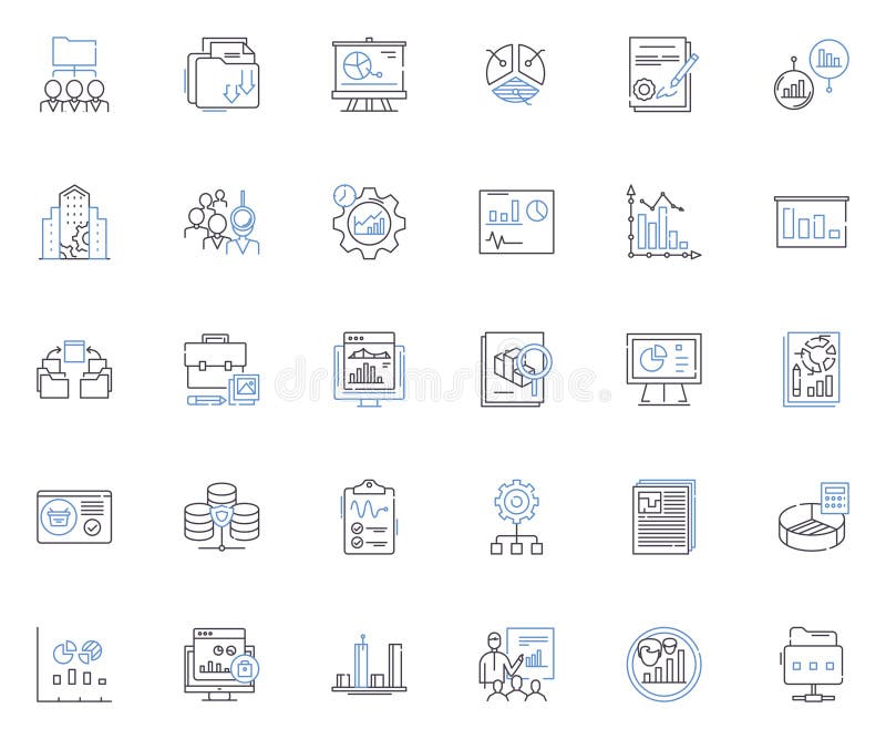 Data Management Software Line Icons Collection. Analytics, Integration ...