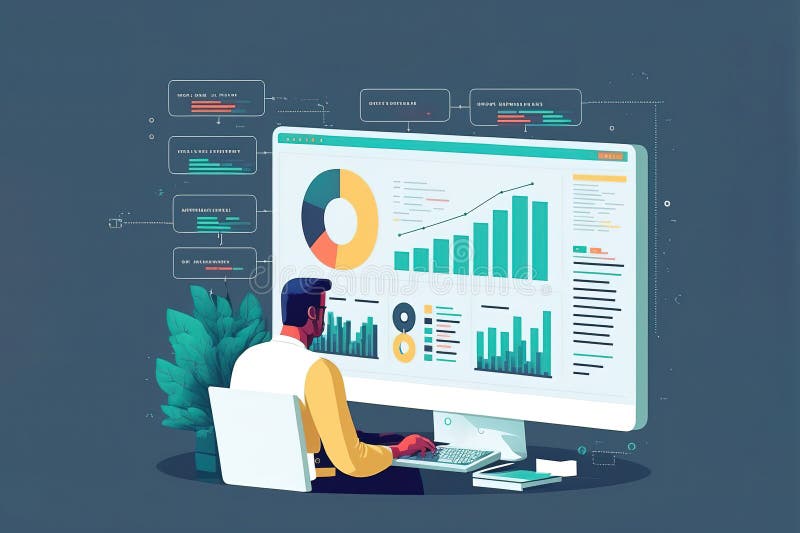 Data Management System. Analyst Working with Business Analytics ... Data Management System. Analyst Working with Business Analytics ...