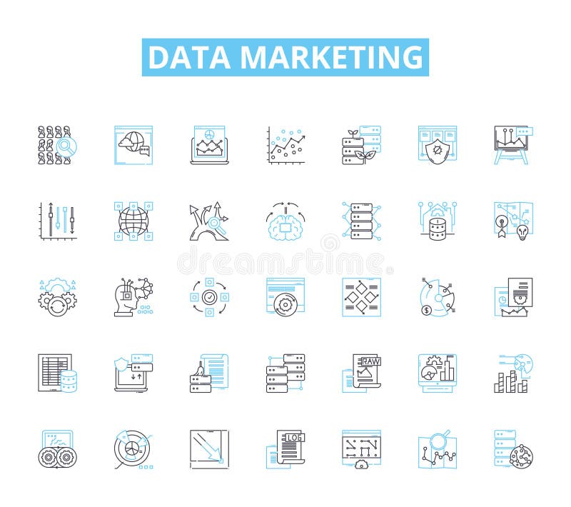 Data Marketing Linear Icons Set Analytics Segmentation