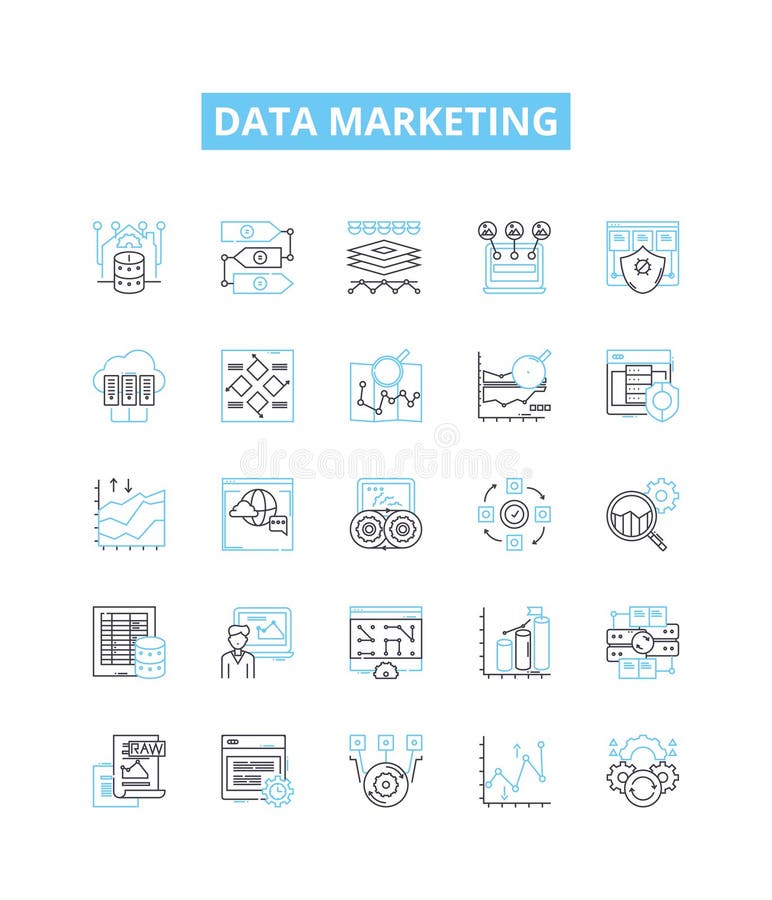 Data Marketing Vector Line Icons Set. Data, Marketing, Analytics ...