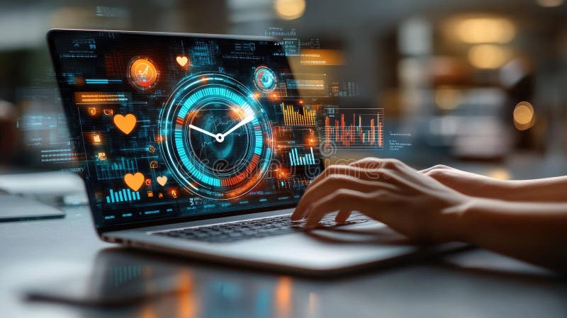 Data Mastery: Laptop Centered Workspace Showcases Efficient File ...