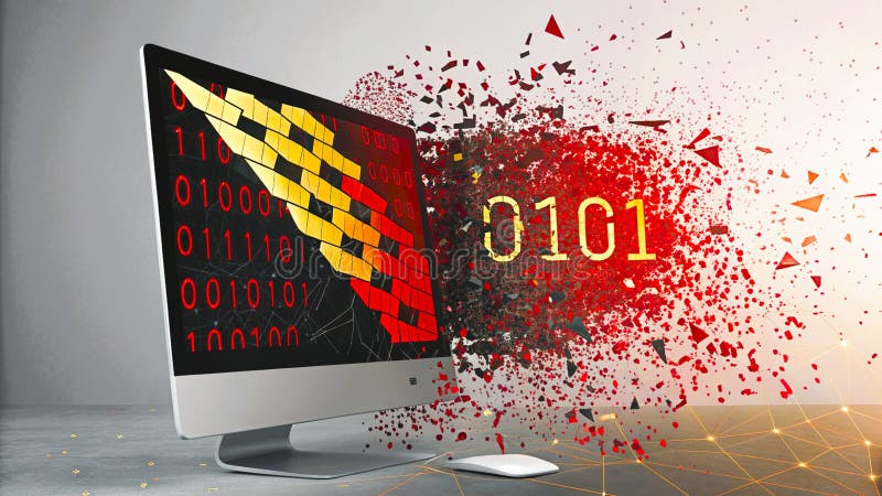 Data Meltdown, Red 3d Text on a Web Sign Illustrates a Computer Virus ...