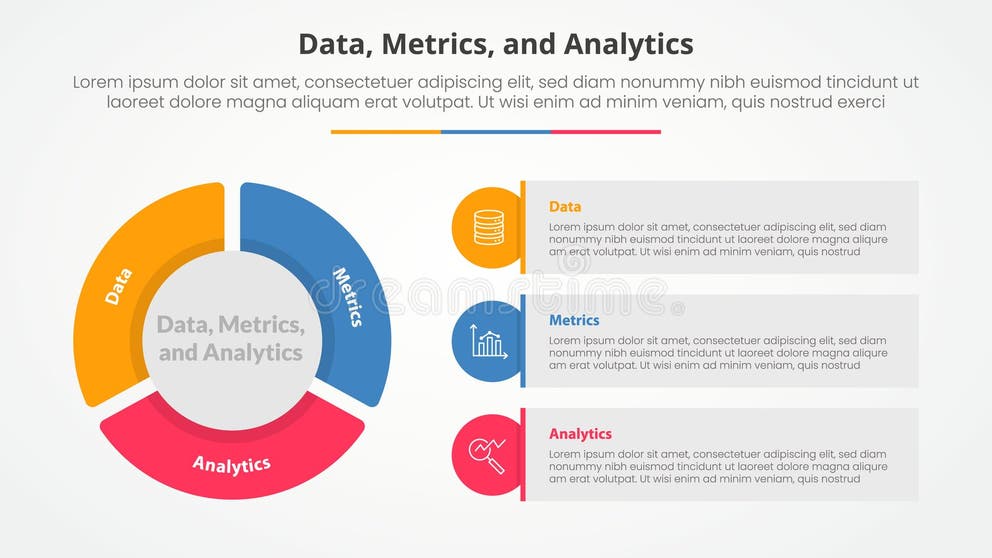 Data Metrics and Analytics Infographic Concept for Slide Presentation with Big Pie Chart Shape ...
