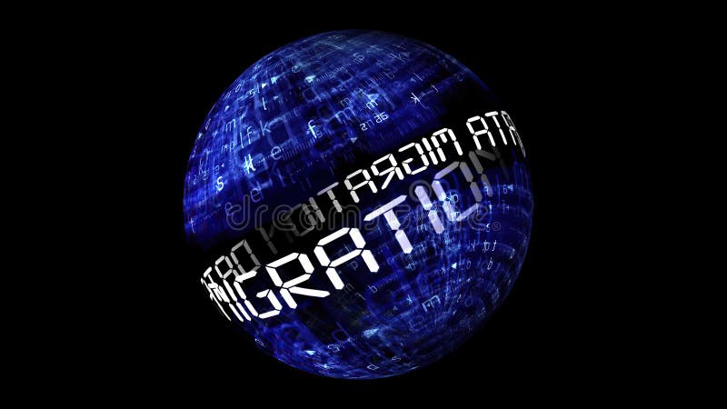 Data Migration Concept on Rotating Sphere Stock Illustration ...