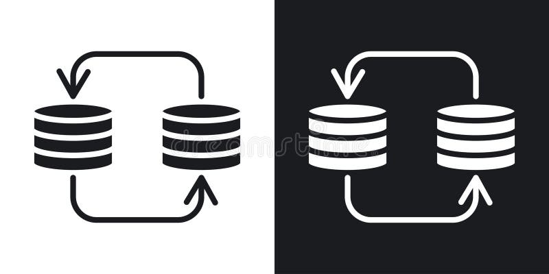 Data Migration Thin Line Vector Icon Set Stock Vector - Illustration of ...
