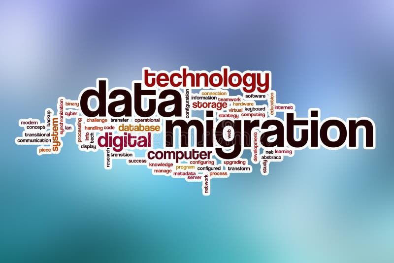 Data Migration Word Cloud with Abstract Background Stock Illustration ...