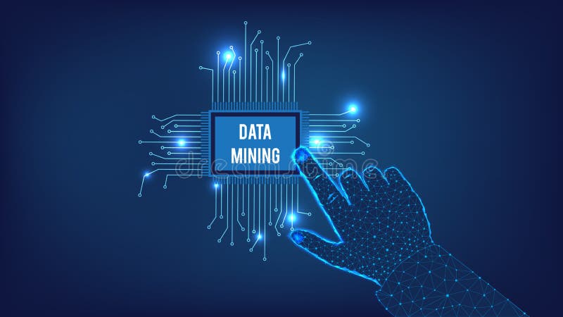 Data Mining Concept. Chip and Hand from Triangles and Points on Dark ...